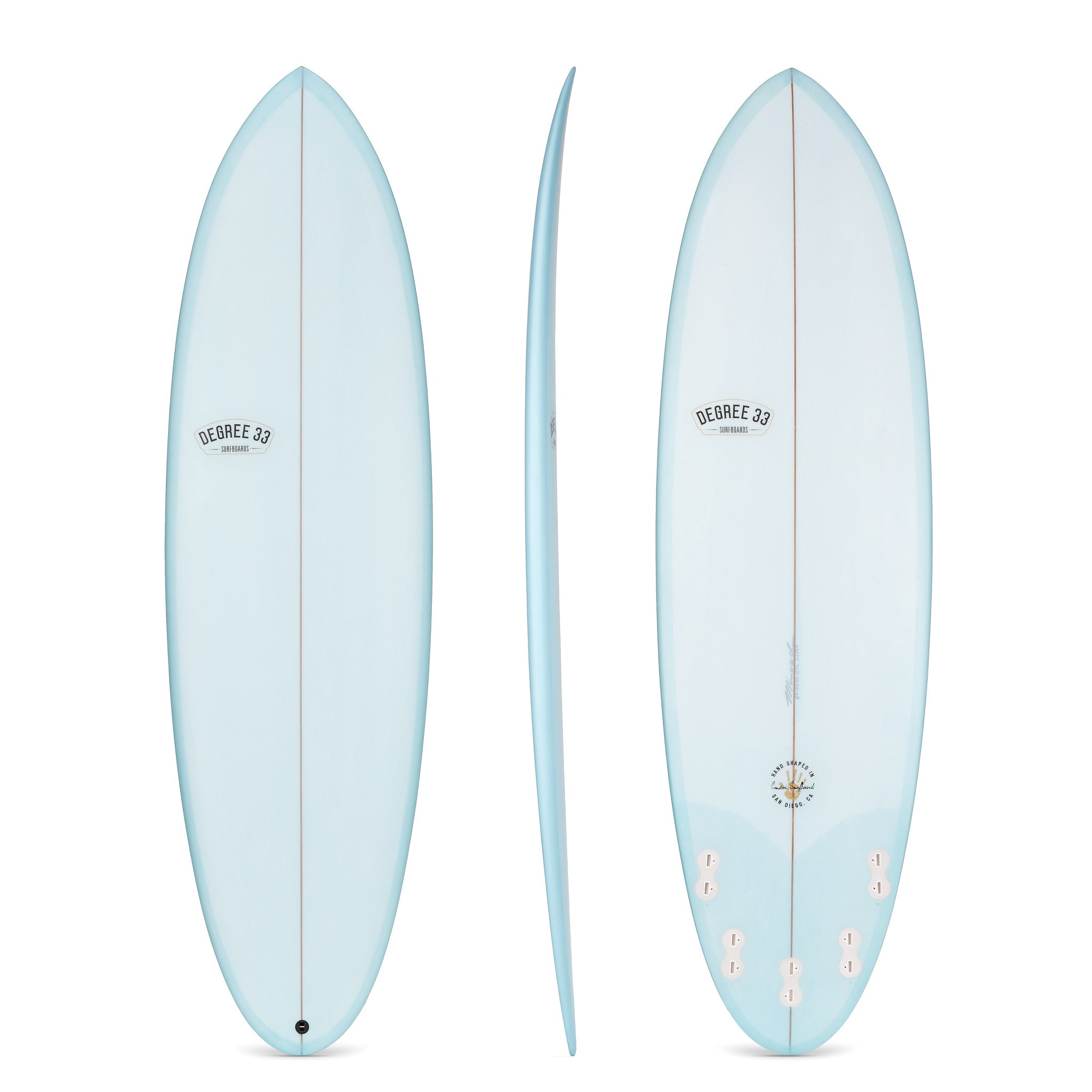 6'6" Speed Egg Blue Resin Tint with Darkwood Stringer (Poly) – Degree ...