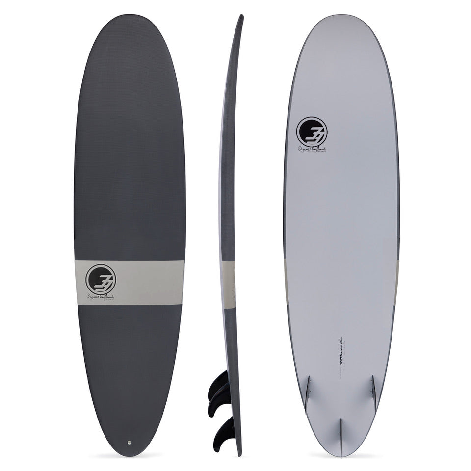 7'2" Poacher Funboard Surfboard Gray Chevron (Hybrid Epoxy Softtop ...