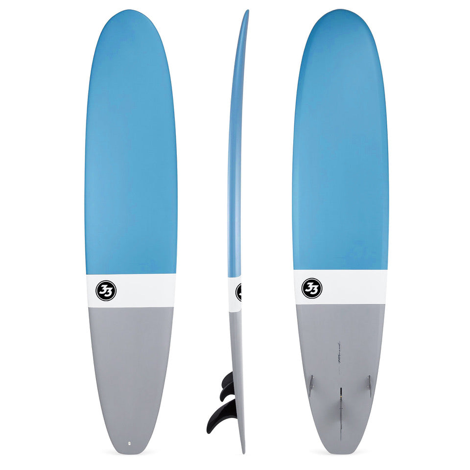 9' Ultimate Longboard Surfboard Bright Blue Chevron (Epoxy) – Degree 33 ...