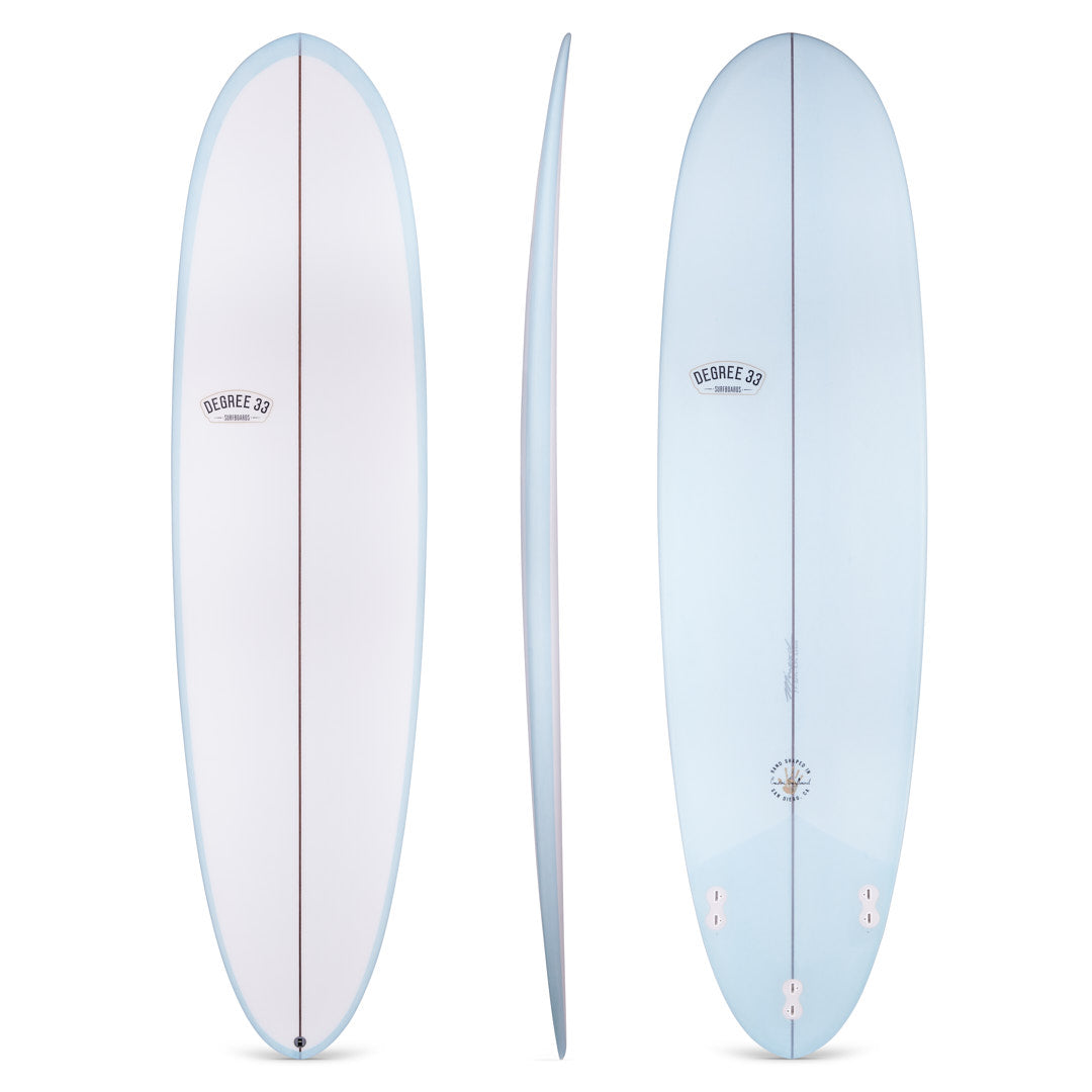7'2" Poacher Reverse Cutlap Sky Blue Resin Tint with Darkwood Stringer ...