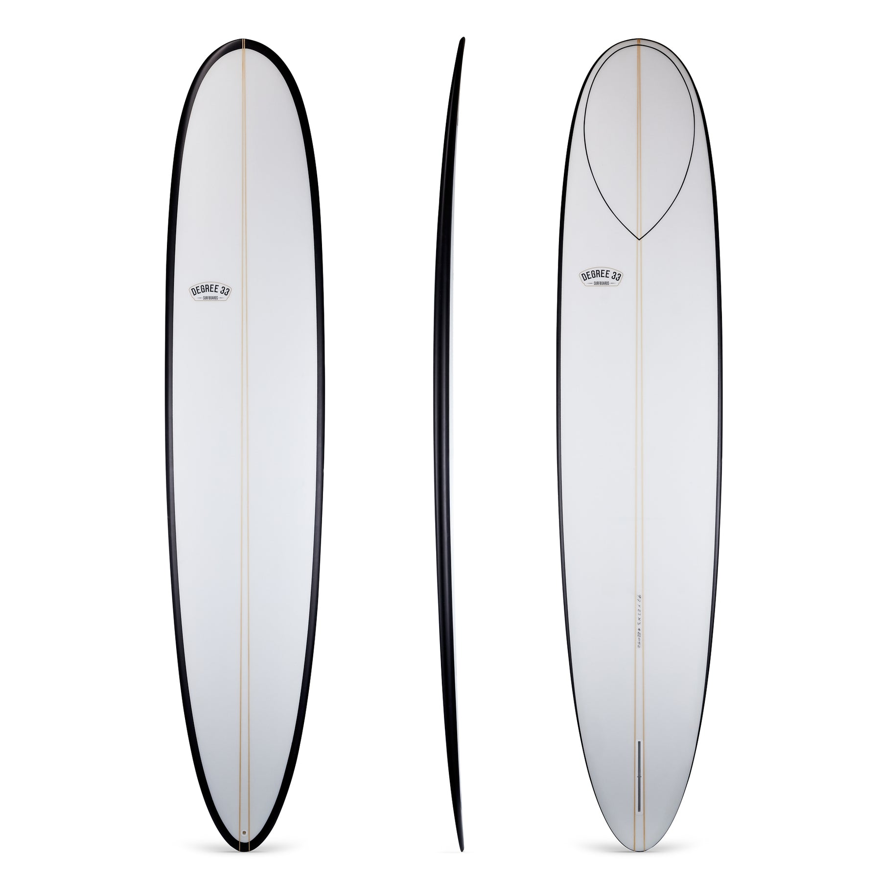 9'7" Wedge Noserider Black Rail Longboard Surfboard (Poly) – Degree 33 ...